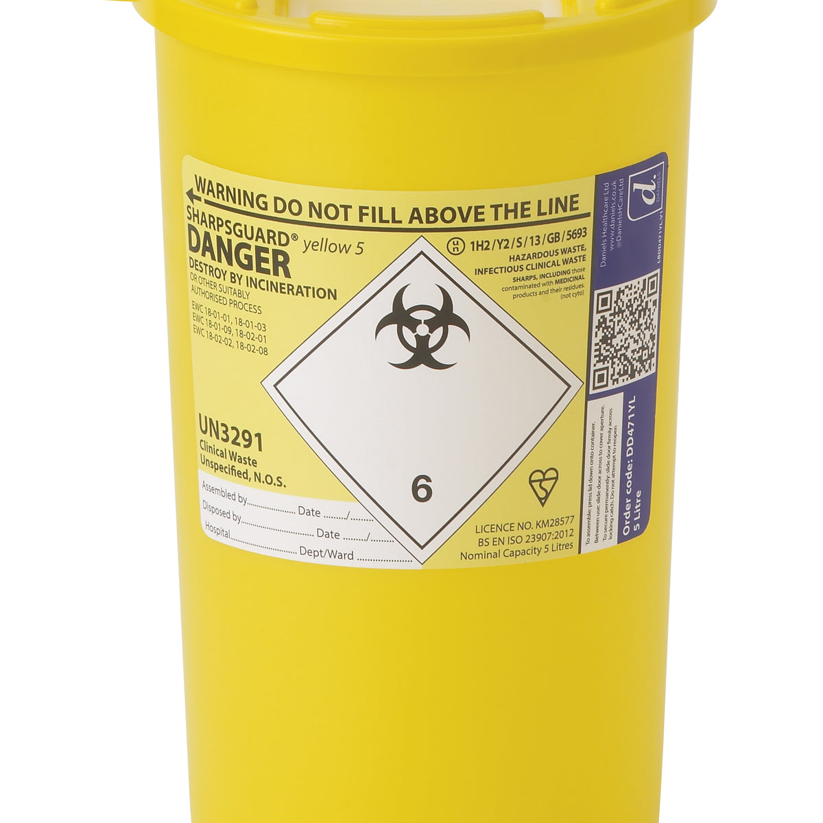 Sharpsguard Yellow 5 Ltr Sharps Bin