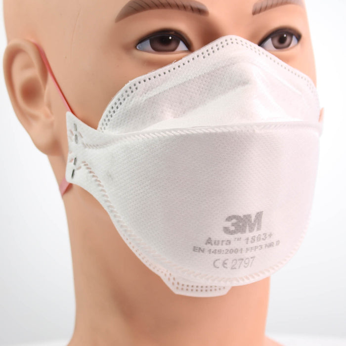 3M™ 1863+ Aura™ Disposable Healthcare Respirator, FFP3 +IIR - Box of 2
