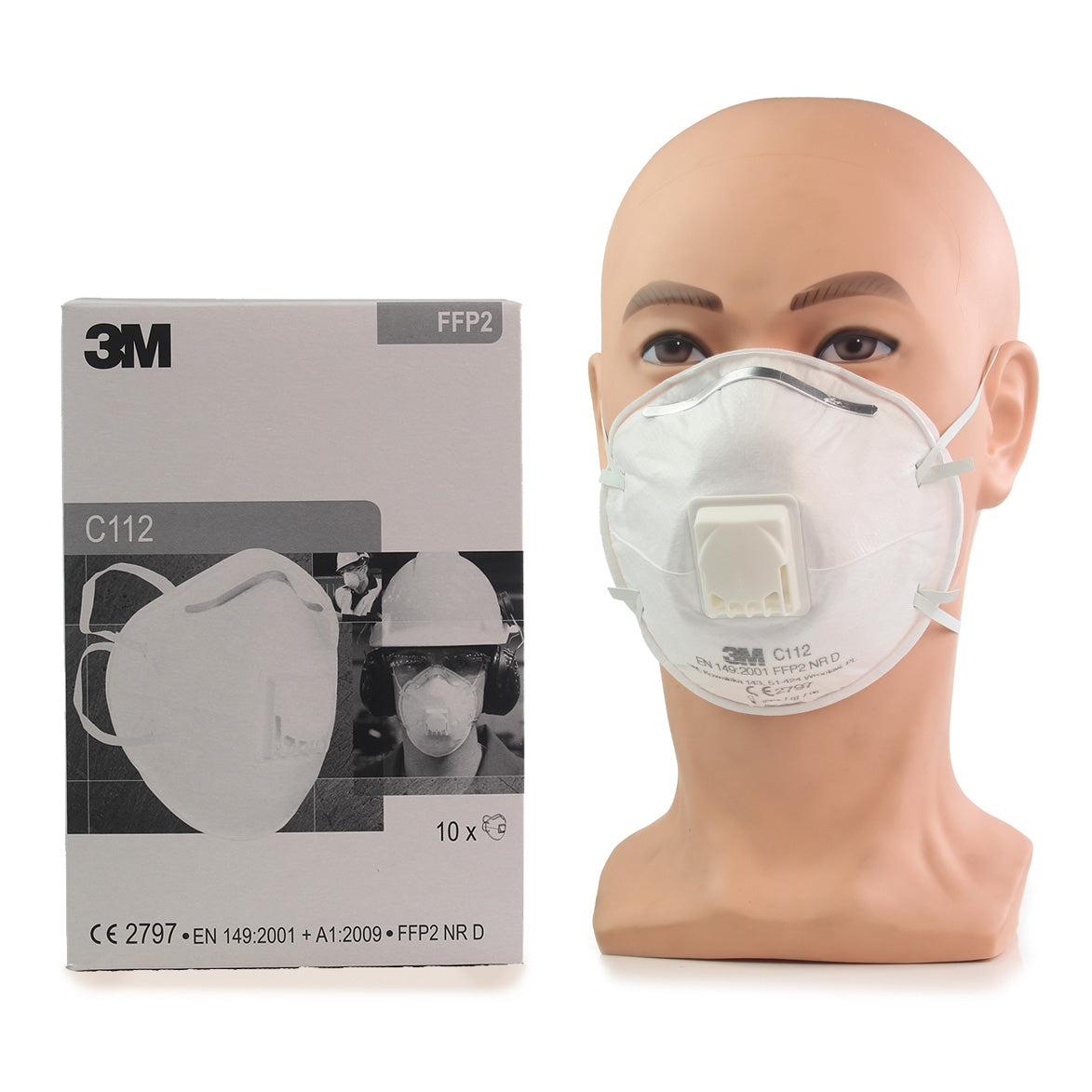 3M™ Disposable Respirator Face Mask FFP2 Valved - C112 - Box of 10